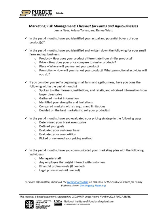 Marketing Risk Management & Contingency Planning - Center for ...